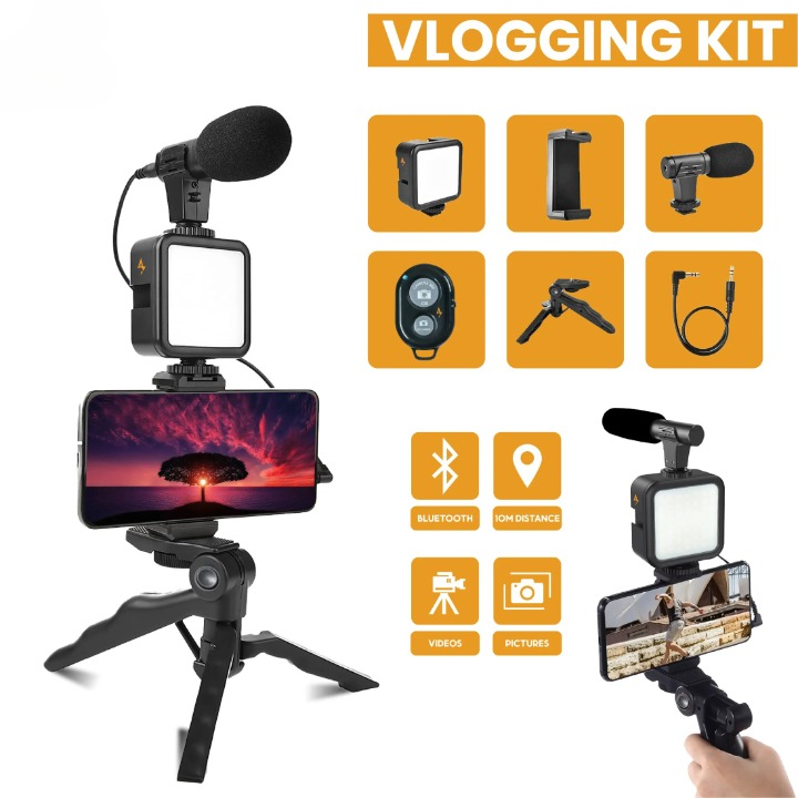 Ay-49 Vlogger Video Making Kits Vlog Microphone Led Fill Light Mini Tr – Epic Mart