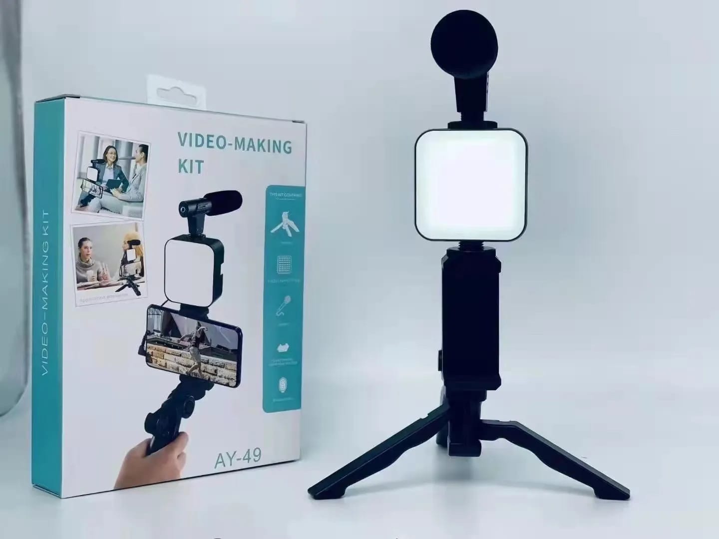 Ay-49 Vlogger Video Making Kits Vlog Microphone Led Fill Light Mini Tr – Epic Mart